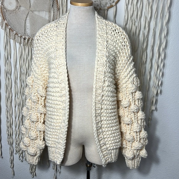 SAACHI | Sweaters | Saachi Cream Chunky Open Front Cardigan One Size ...